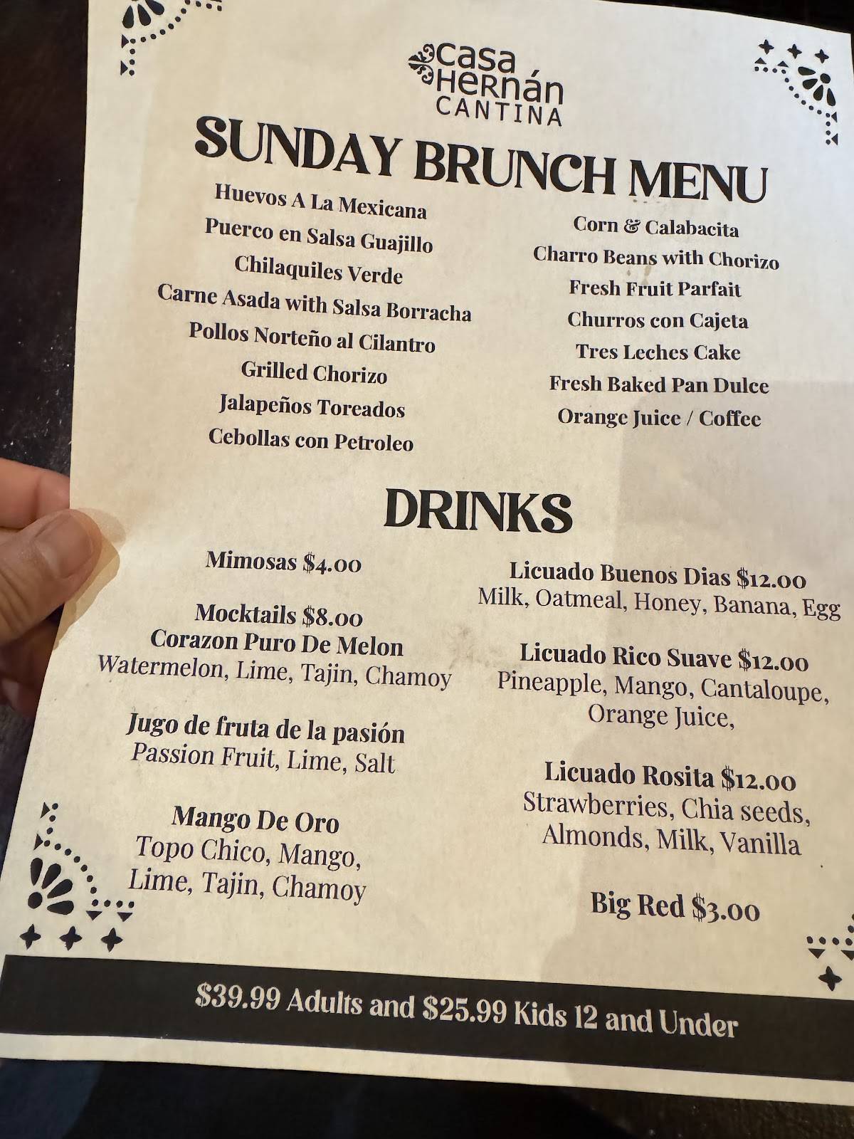 Menu at Casa Hernán Mexican Cantina pub & bar, San Antonio
