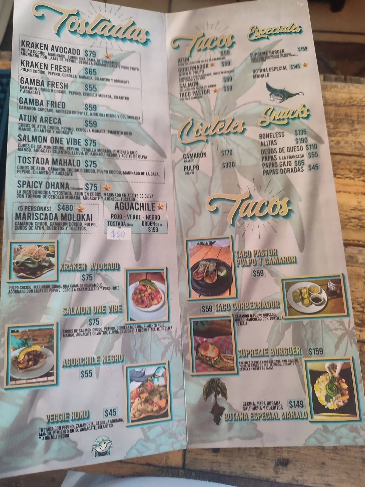 Carta del restaurante Casa Mahalo, Zapopan