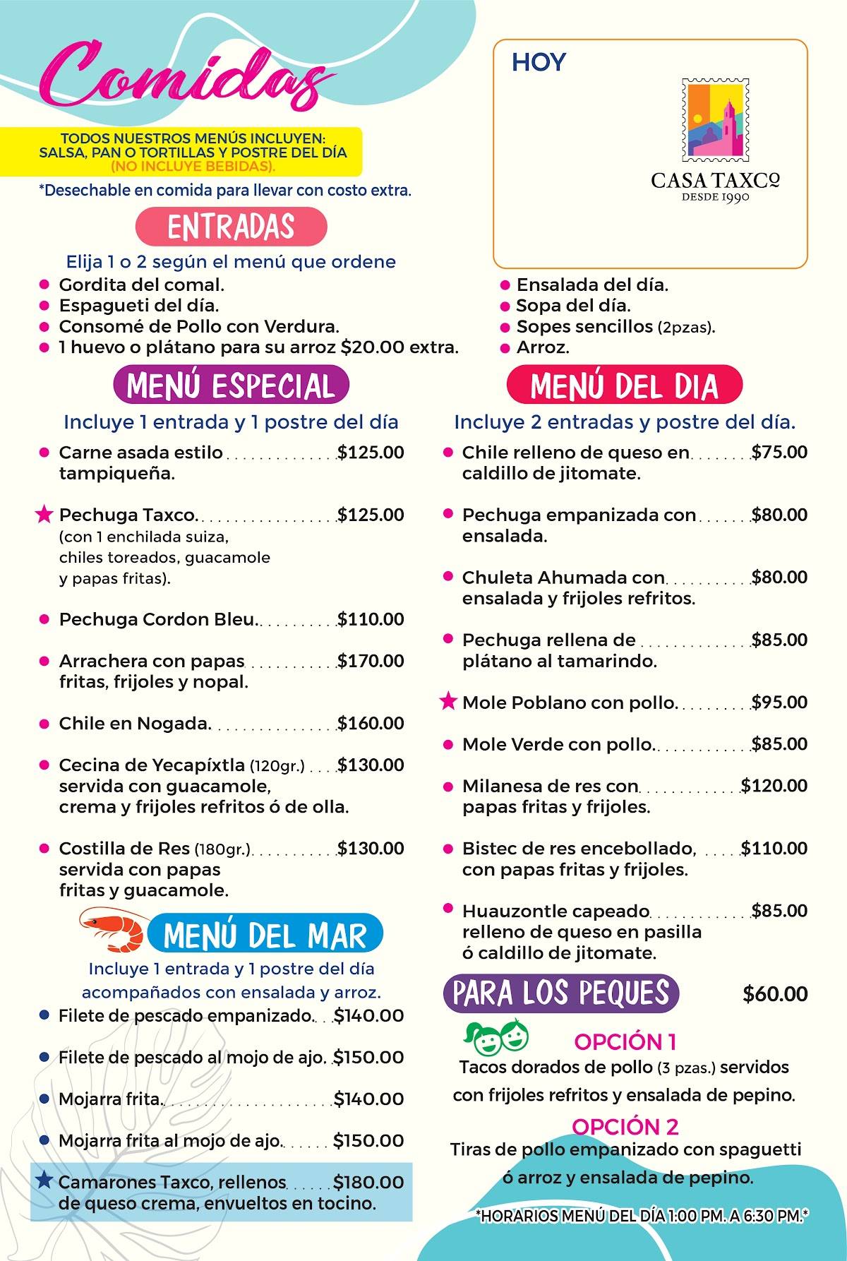 Carta de Restaurante Casa Taxco Centro, Cuernavaca, Calle Gral. H ...