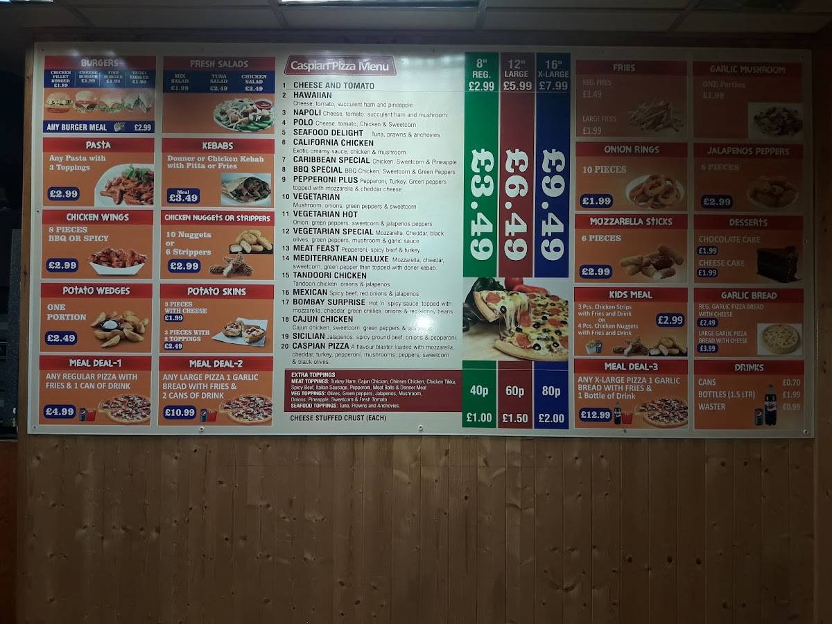 Menu at Caspian Pizza Yardley pizzeria, Birmingham, 81 Broadstone Rd