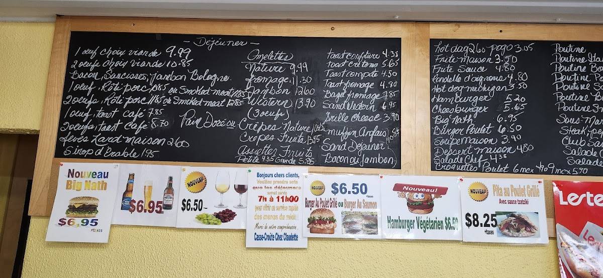 Menu au Casse-Croute Chez Claudette restaurant, Sainte-Marguerite-du ...