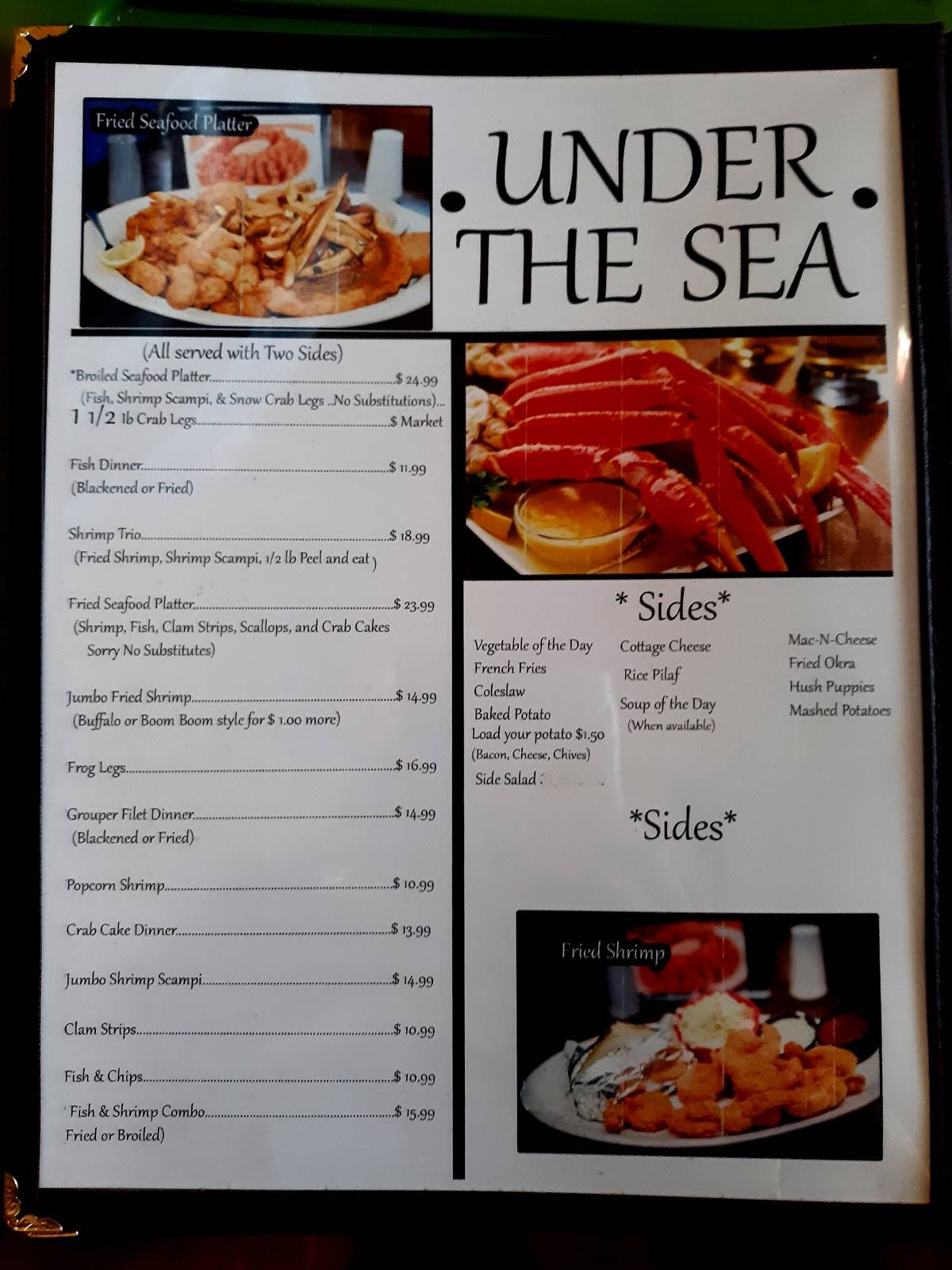 Menu at Castaways Restaurant, Astor, FL-40 W
