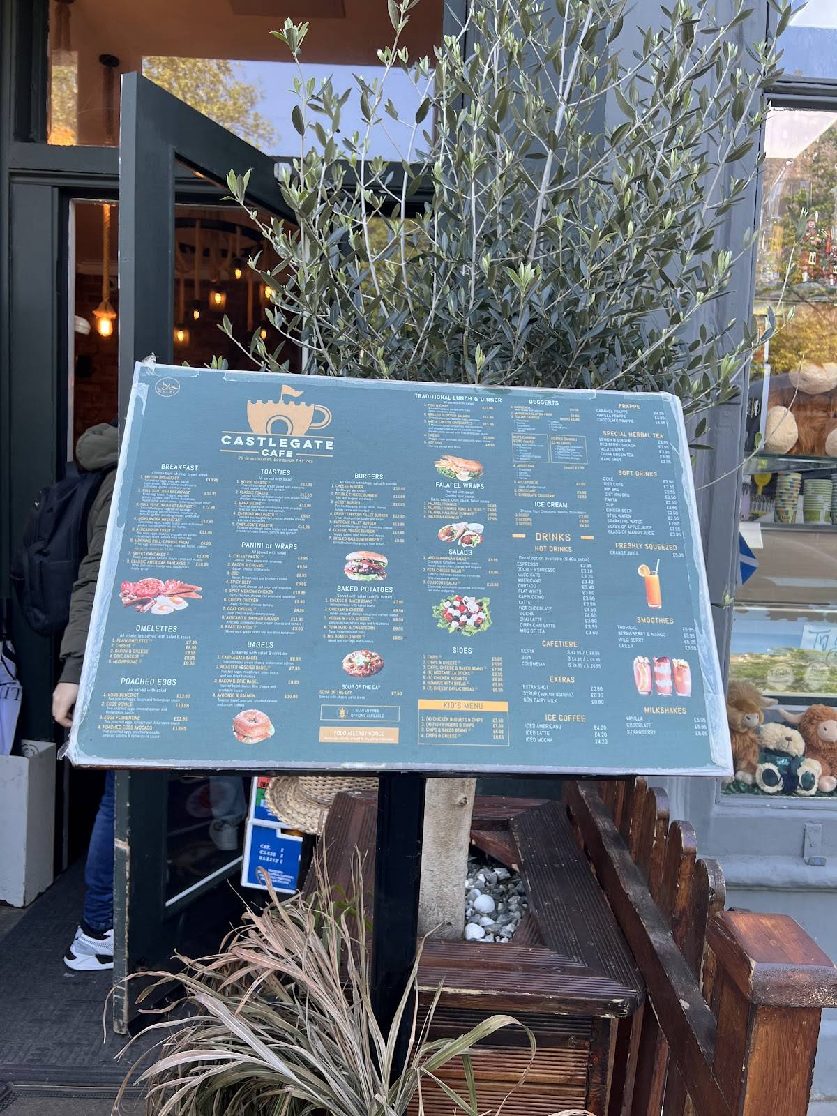 Menu at Castlegate Cafe, Edinburgh