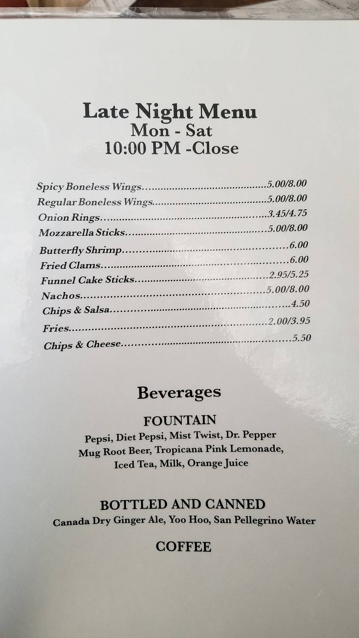Menu at Cavalier Store restaurant, Lynchburg