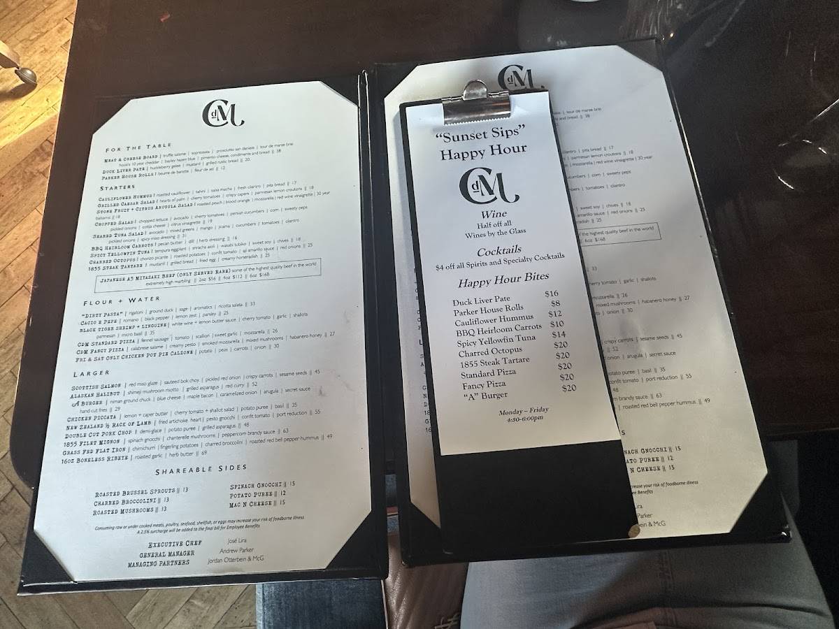 Menu at CdM Restaurant, Newport Beach, East Coast Hwy