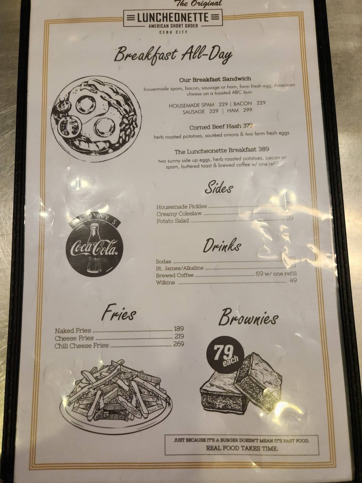 Menu at Luncheonette restaurant, Cebu City, SM City Cebu