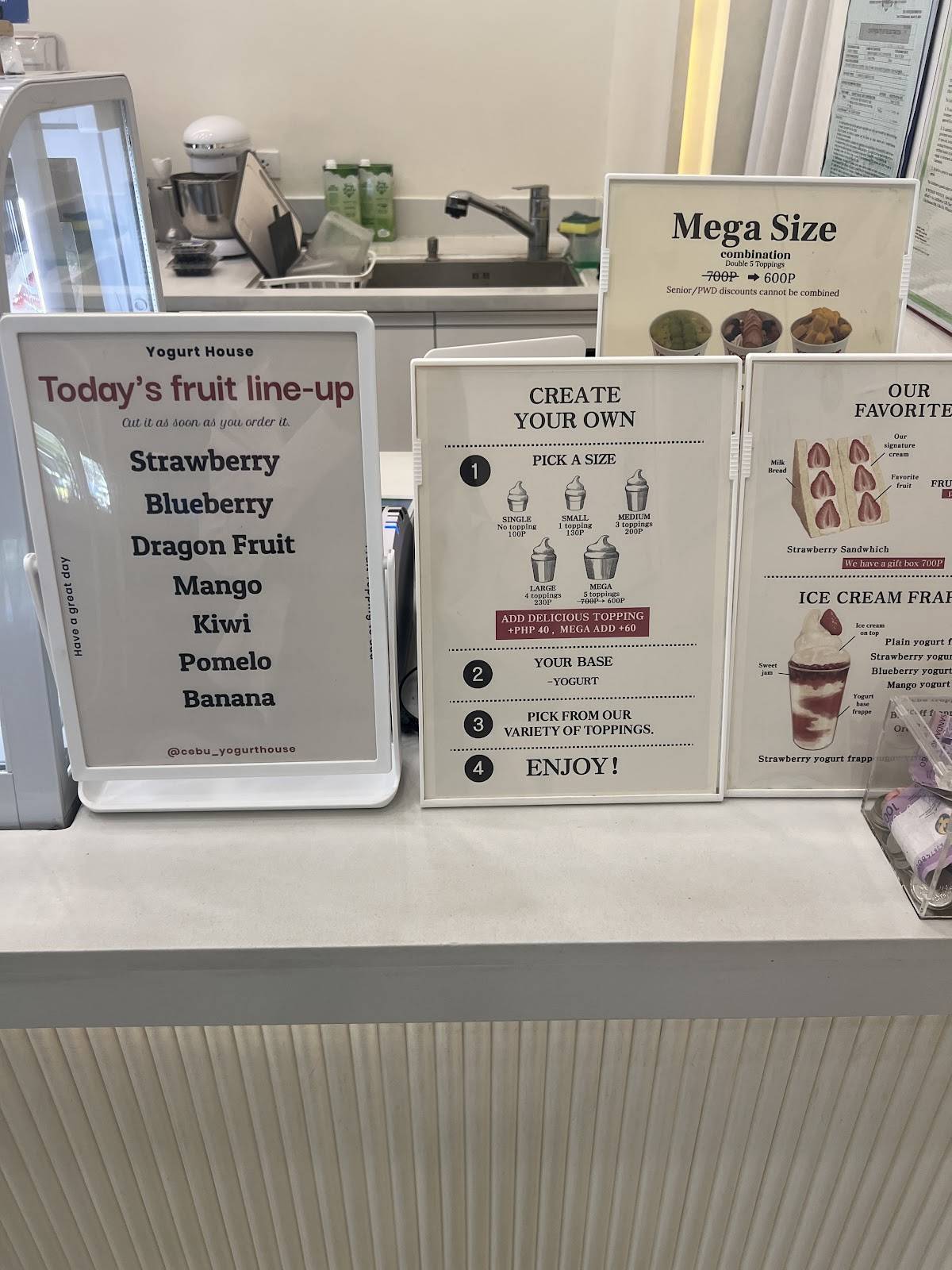 Menu at Yogurt House, Cebu City