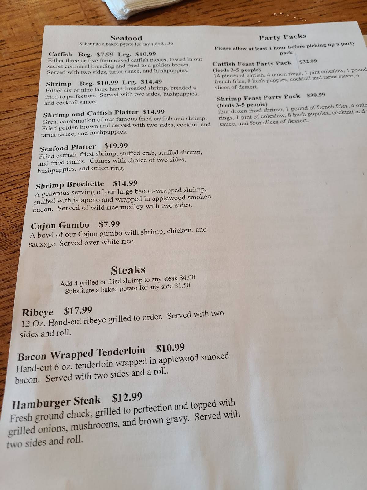 Menu at Cedar Tree Restaurant, Jasper, S Wheeler St