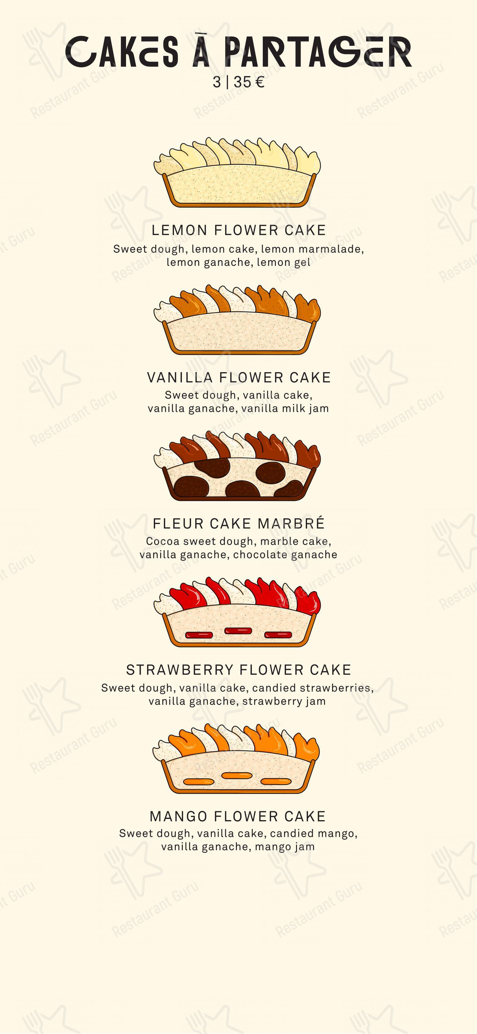 Carta del postres Cédric Grolet, Paris