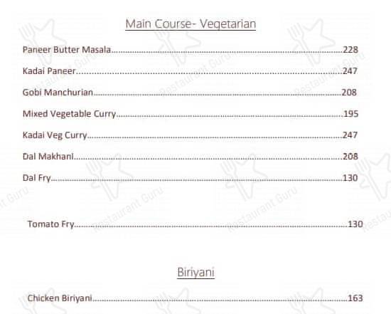 Menu at Central Hotel Thrissur, Thrissur, Museum Rd