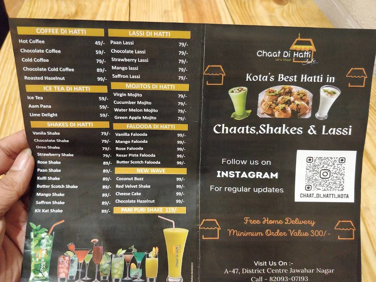 Menu at Chaat di hatti, Kota