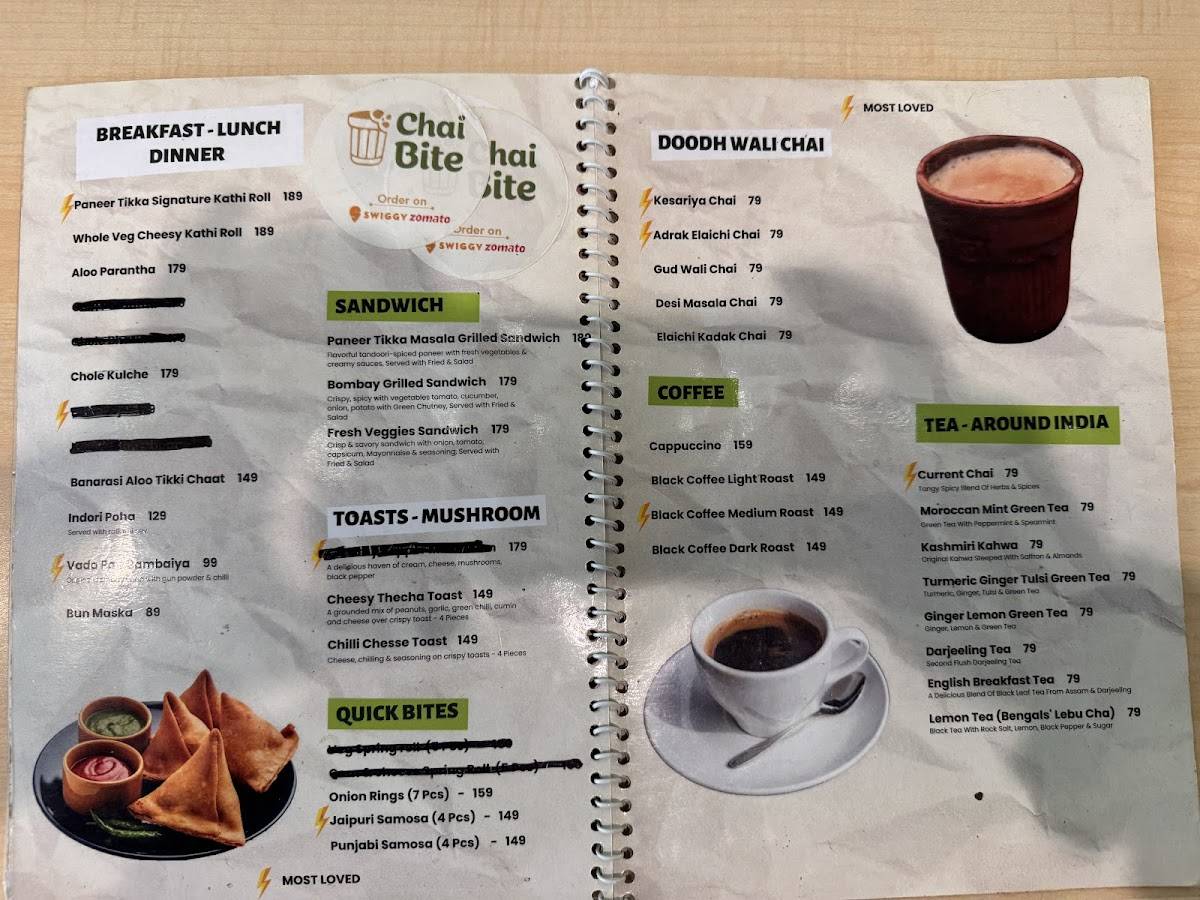 Menu at Chai Bite, Best Tea & Snacks Cafe in Gurgaon, Gurugram