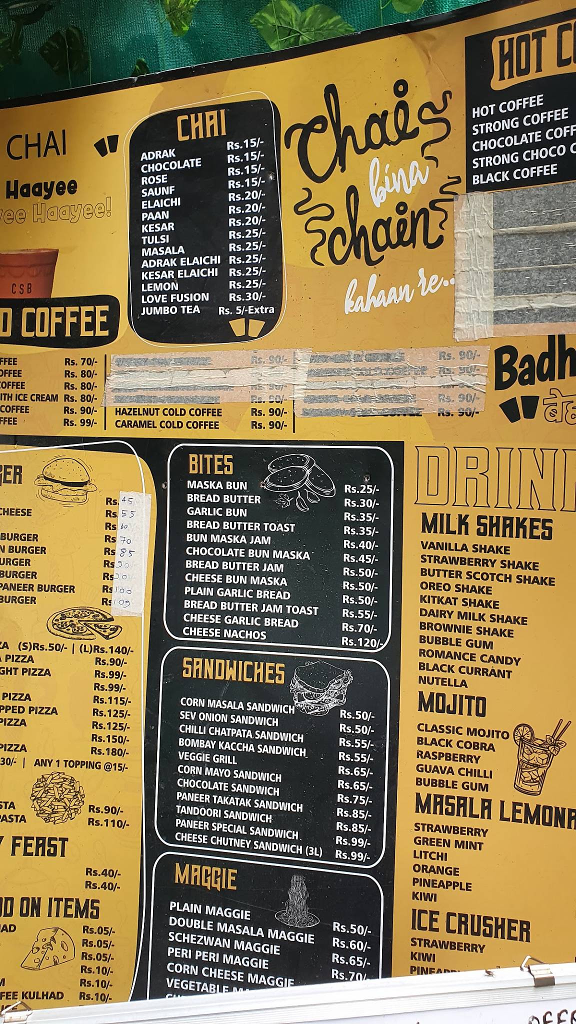 Menu at Chai Sutta Bar Powai, Mumbai