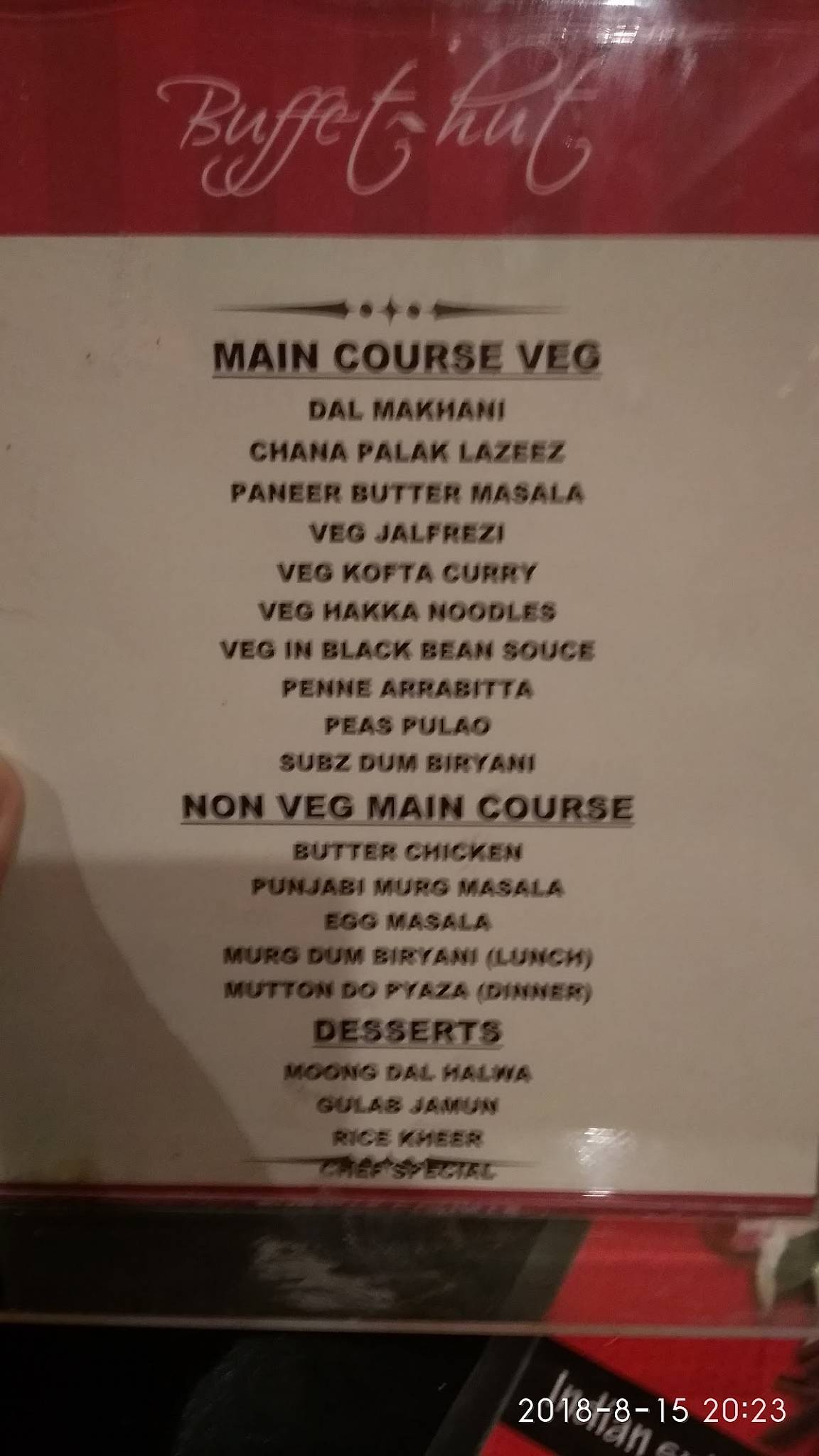 Menu at Buffet Hut Mohali, Chandigarh, 656-657