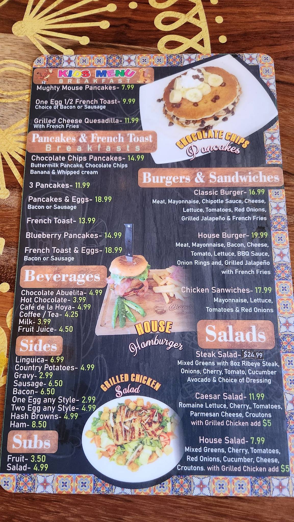 Menu at Chapala Mexican Restaurant, Morgan Hill