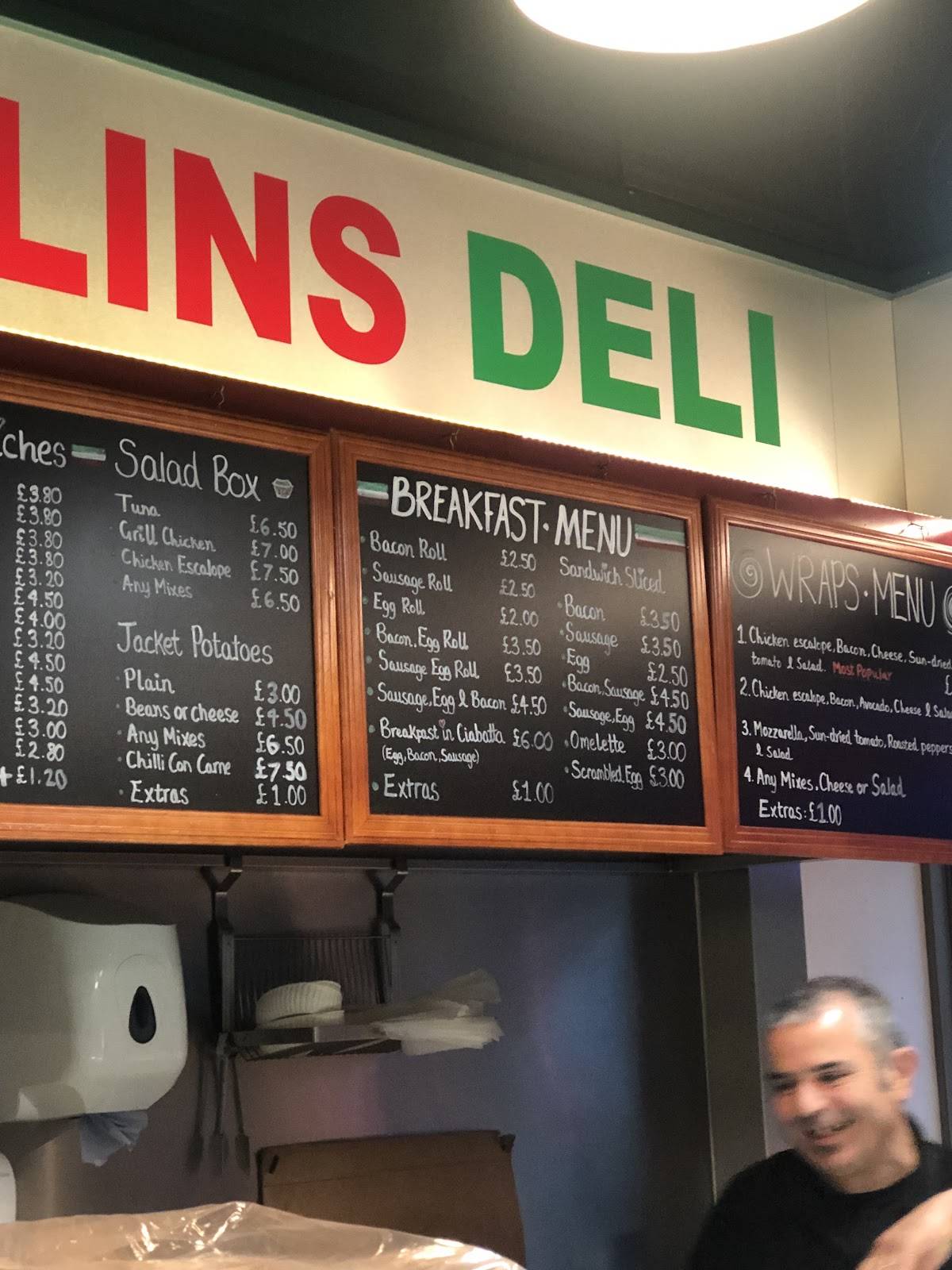Menu at Chaplins Deli, London