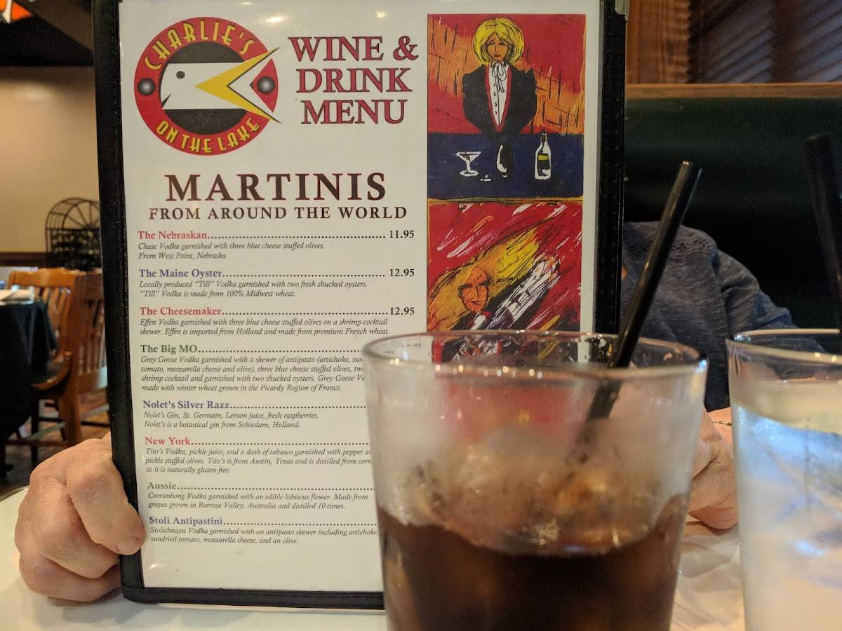 Menu at Charlie's on the Lake steakhouse, Omaha, S 144th St