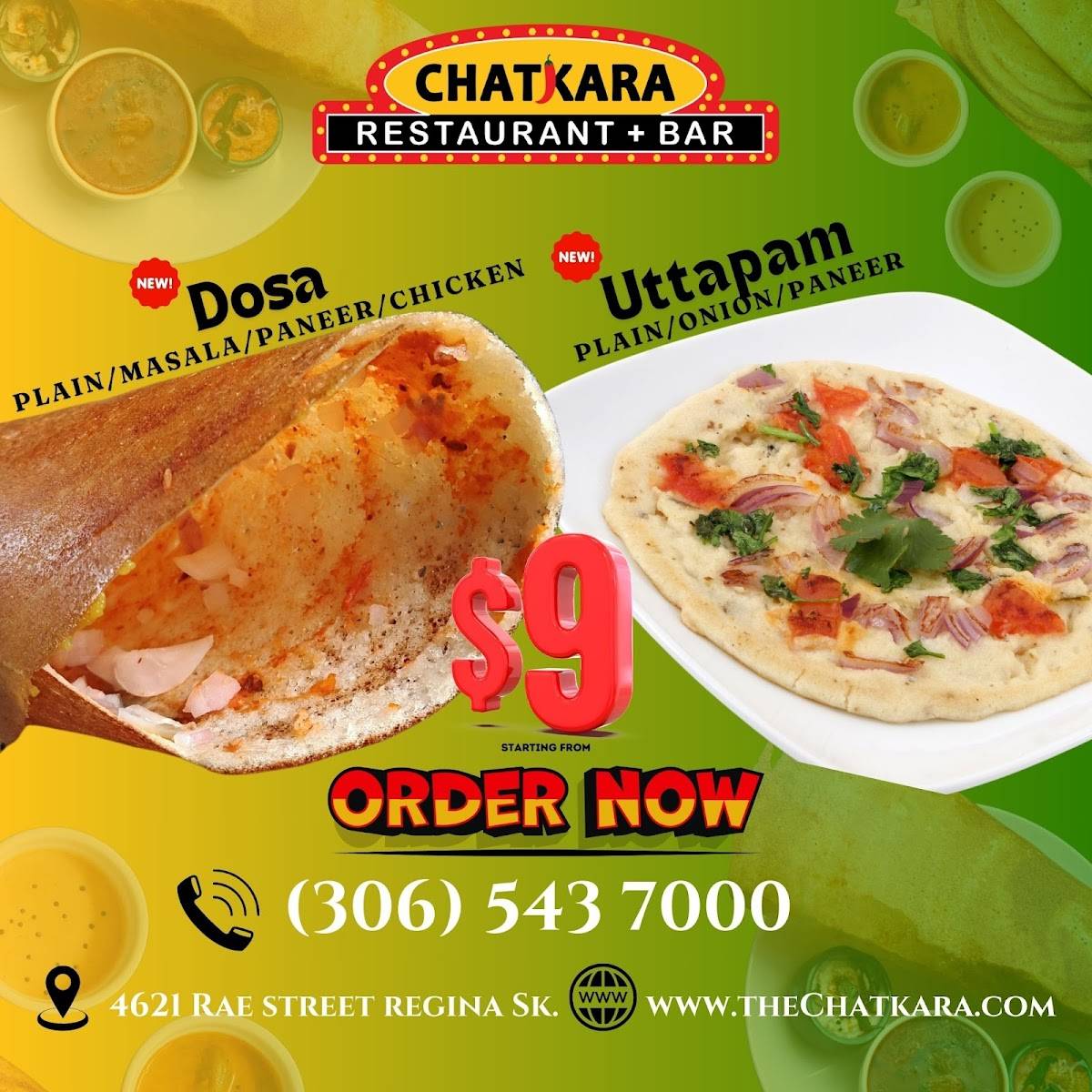 Menu au Chatkara Restaurant + Bar, Regina