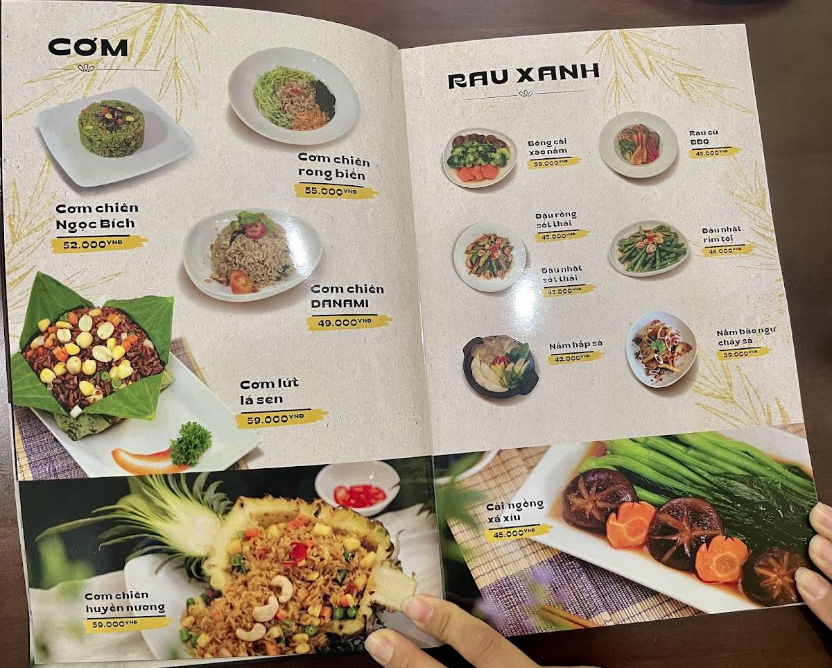 Menu at Chay DANAMI restaurant, Ho Chi Minh City