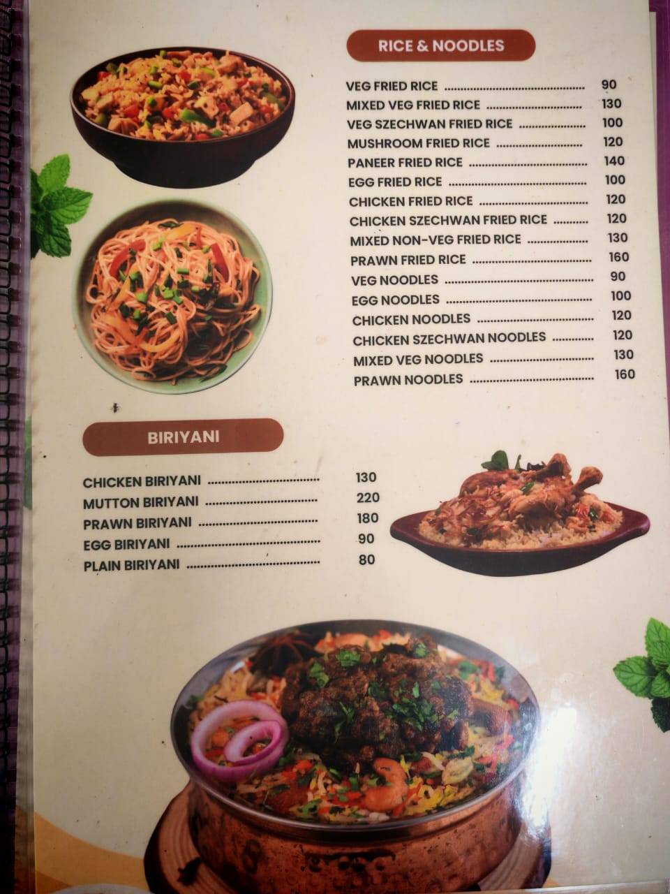 Menu at Chef kitchen, Chennai