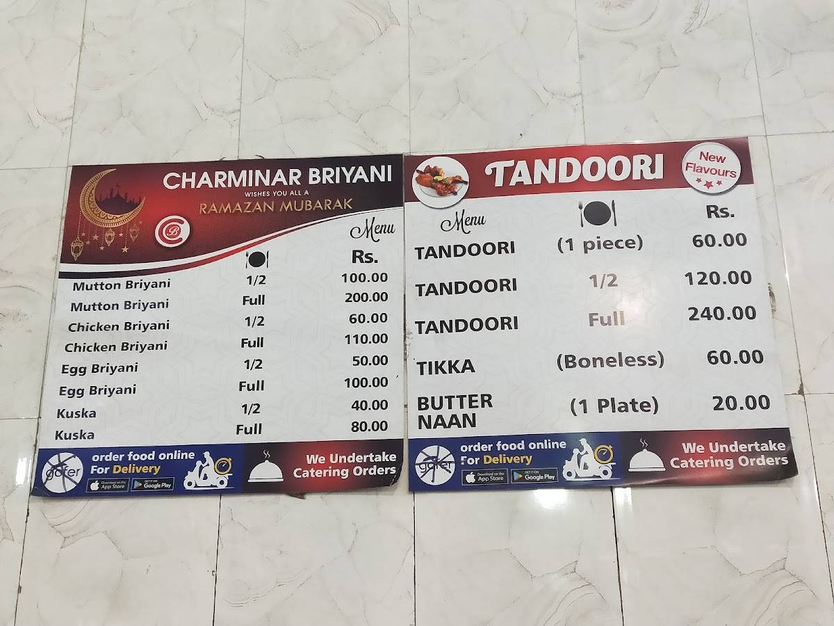 Menu at Charminar Biryani Centre, Chennai, Near