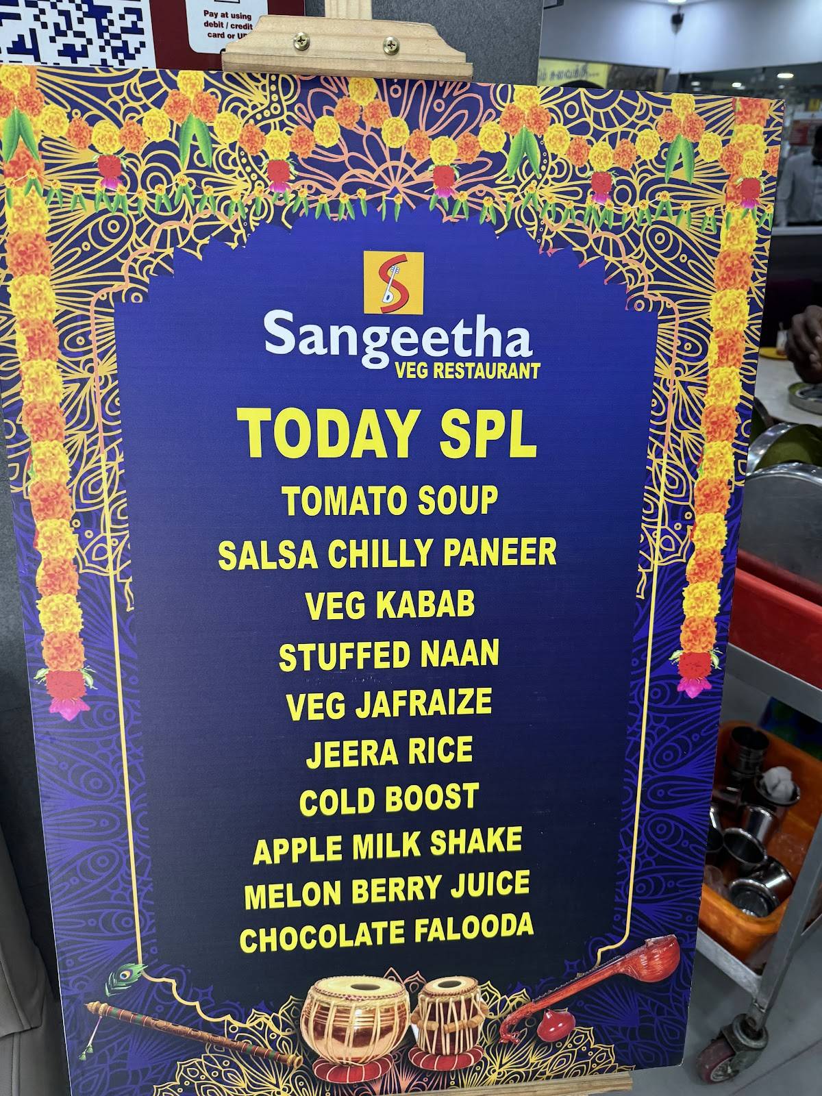 Menu at Sangeetha Veg Restaurant, Chennai, 100 Feet Rd