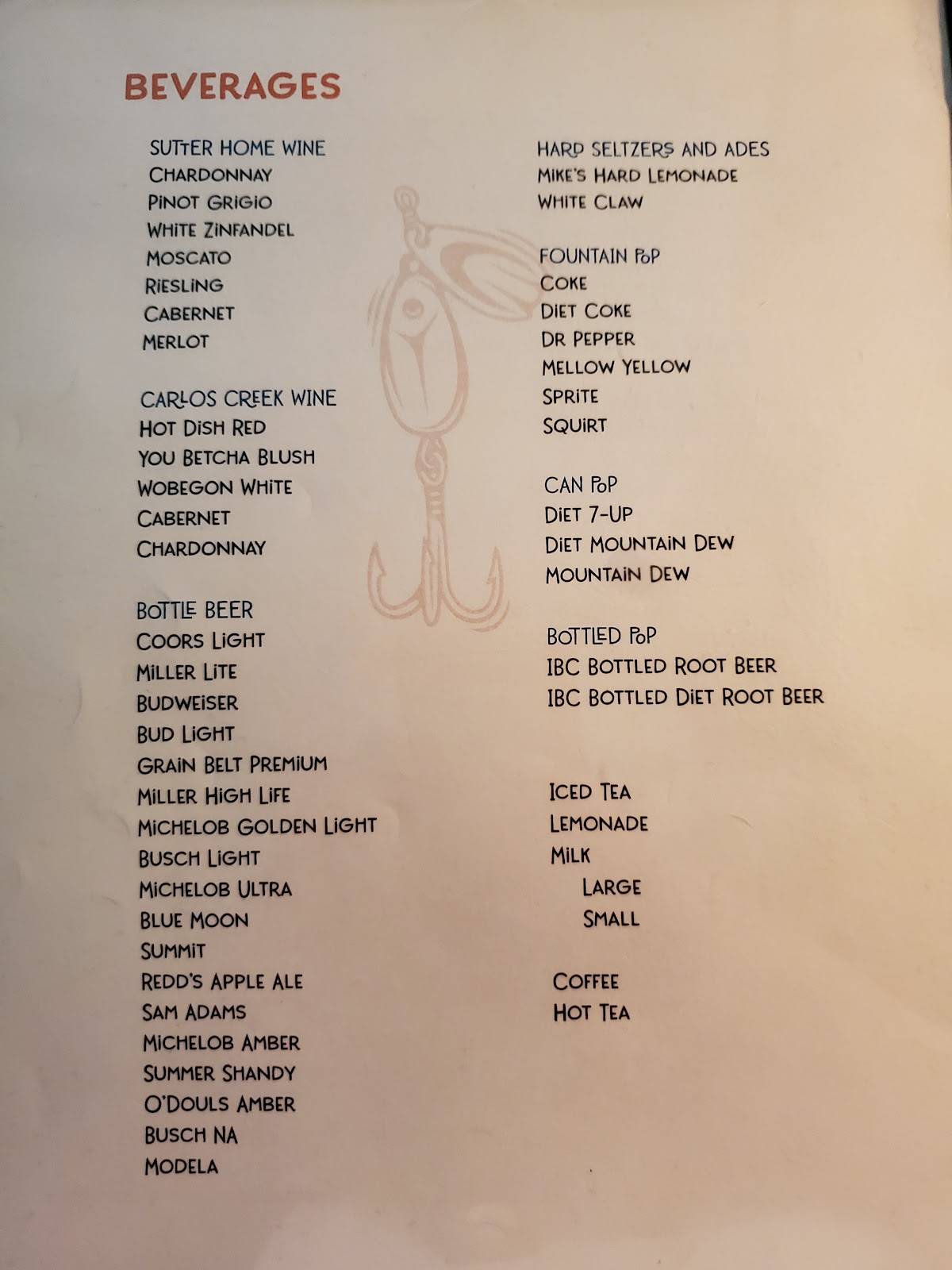 Menu at Chet's Lakeside Inn restaurant, Miltona