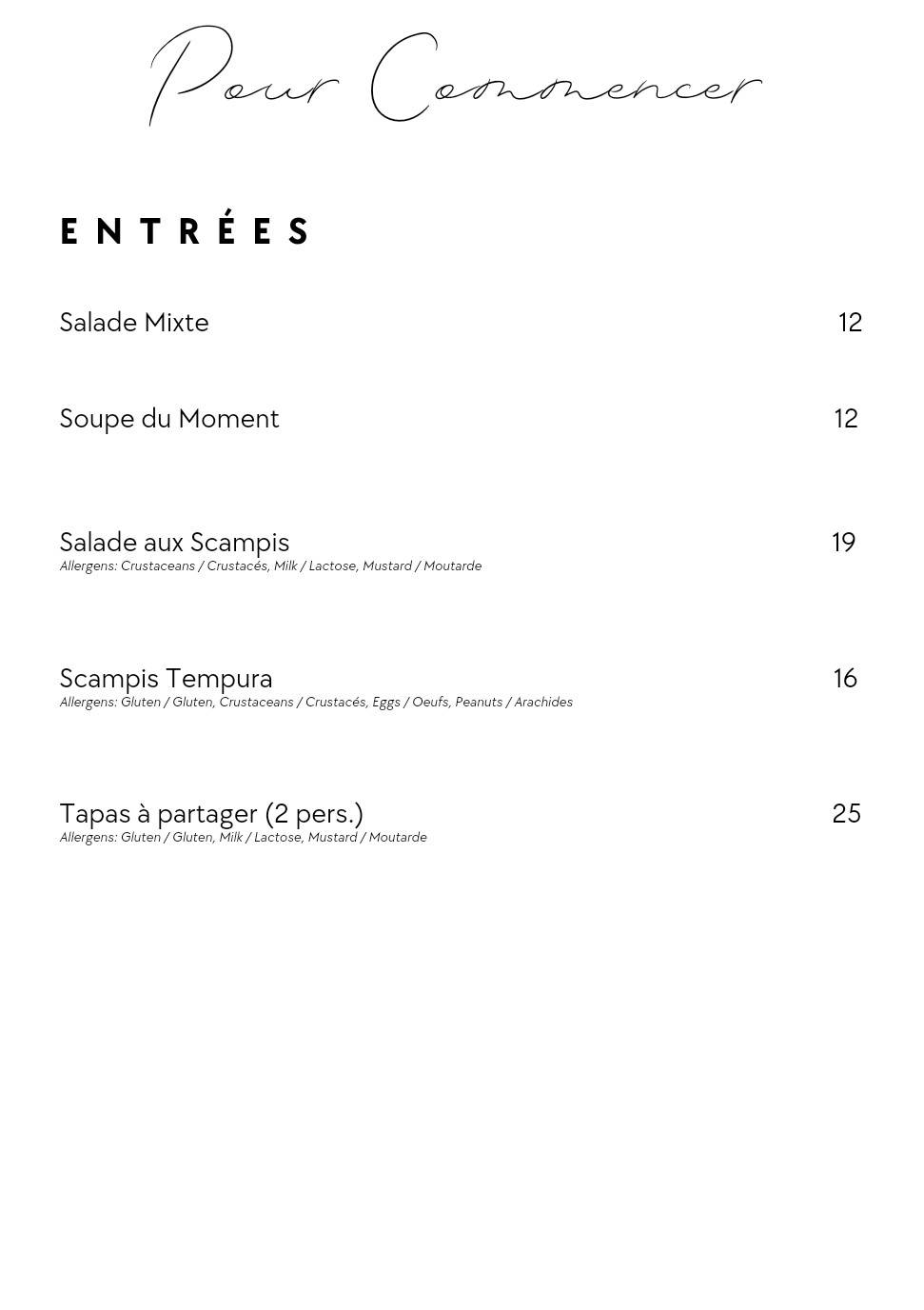 Speisekarte von Chez Bacano restaurant, Luxemburg