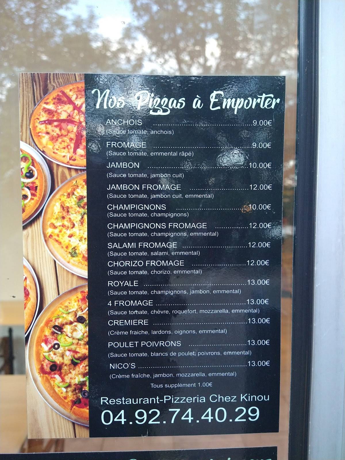 Menu at Chez Kinou restaurant, Quinson