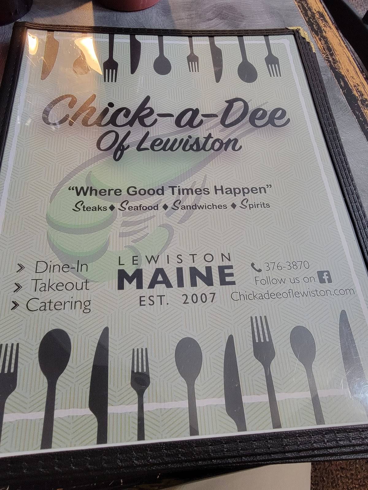 Menu at Chick-A-Dee of Lewiston restaurant, Lewiston