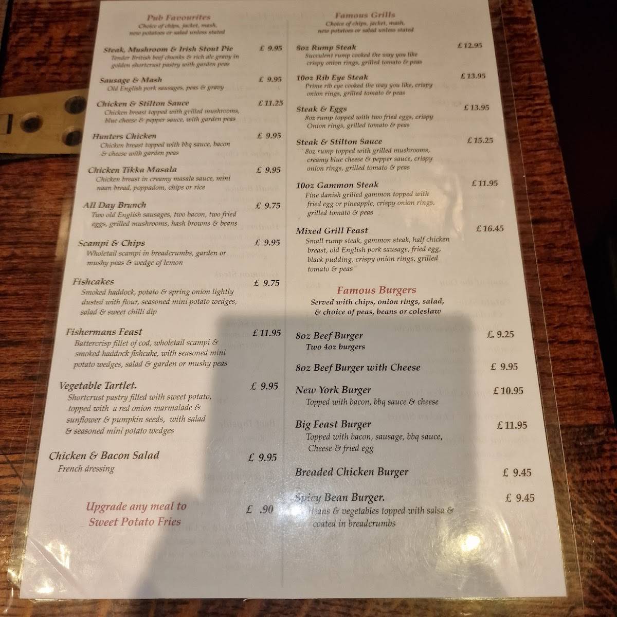 Menu at Childe of Hale pub & bar, Liverpool