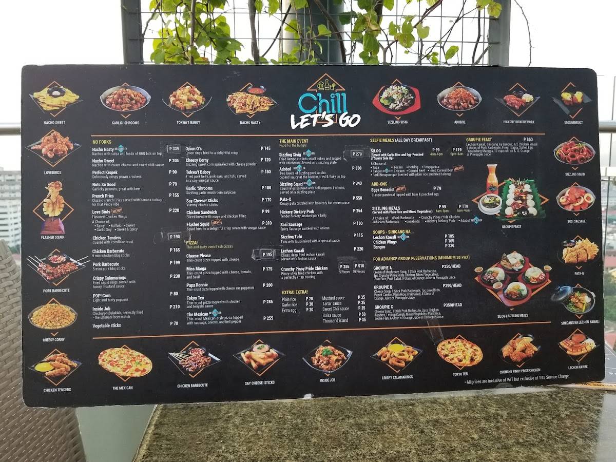 Menu at Chill Top Cubao - Roofdeck Restobar, Quezon City, 266 P. Tuazon ...