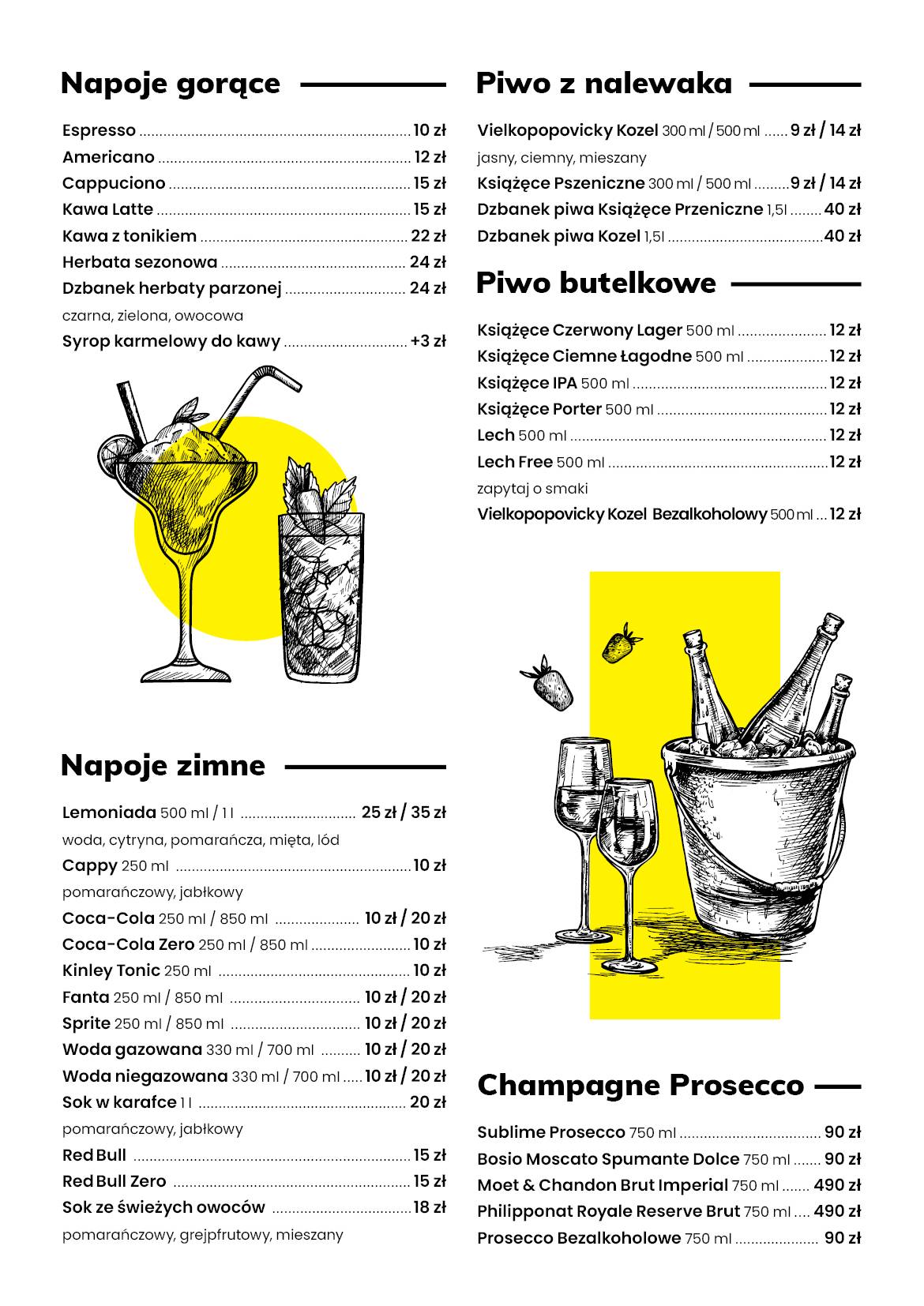 Menu at Chimera restaurant, Wloclawek