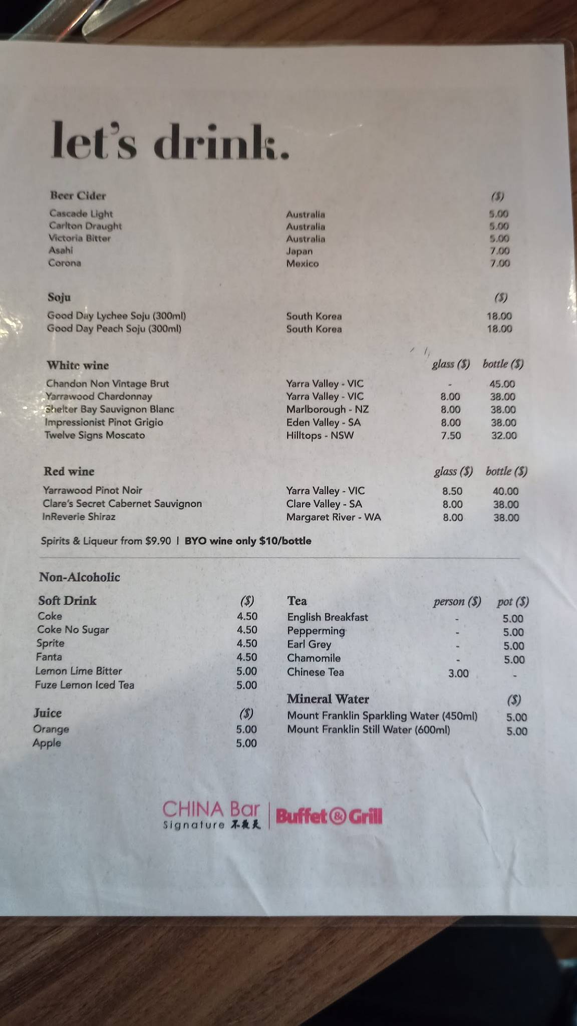 Menu at China Bar Buffet & Grill Epping, Epping