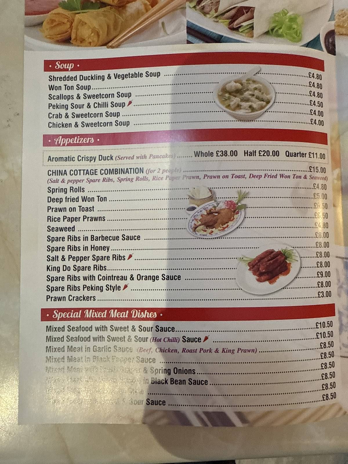 Menu at China Cottage映月楼 restaurant, Ambleside, 7 Lake Rd