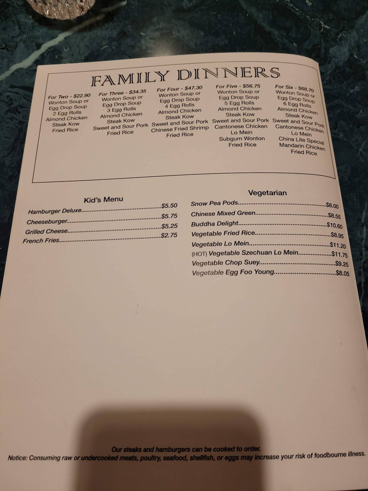 Menu at China Lite Restaurant, Fort Gratiot Township