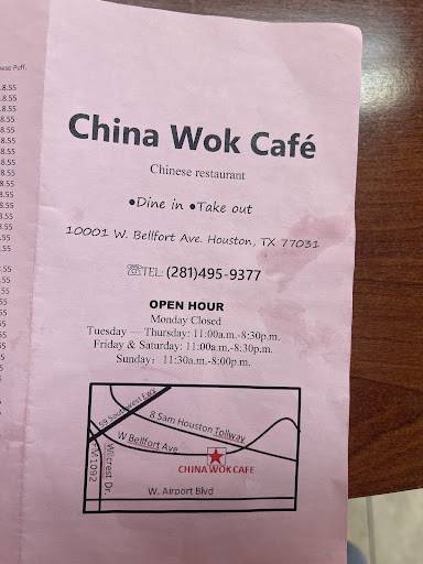 Carta de China Wok Café, Houston, W Bellfort Ave