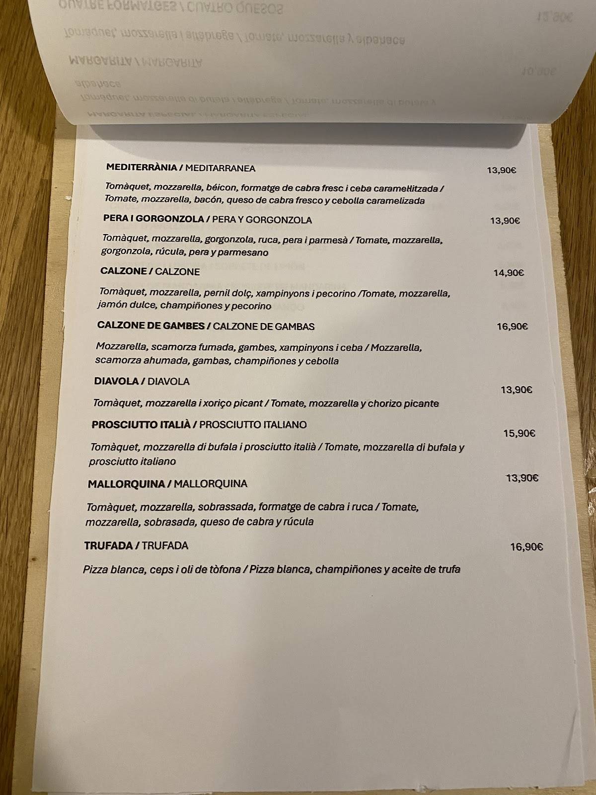 Carta del restaurante Choko Pizza, Roda De Bara