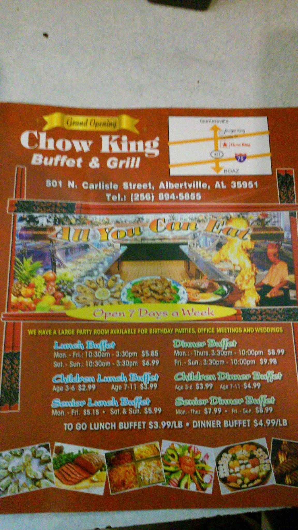 Menu at Chow King Buffet & Grill restaurant, Albertville