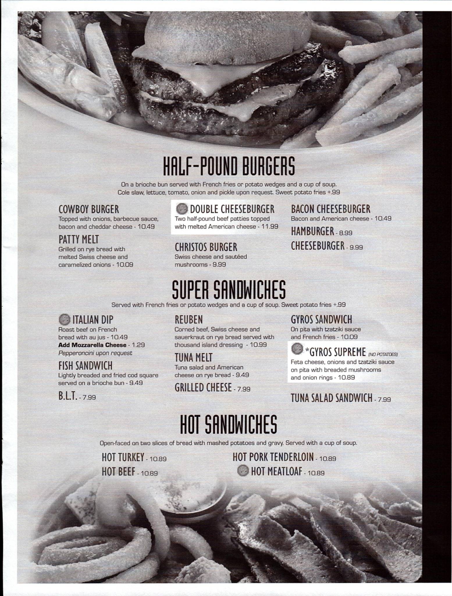 Menu at Christos Family Dining restaurant, Plymouth