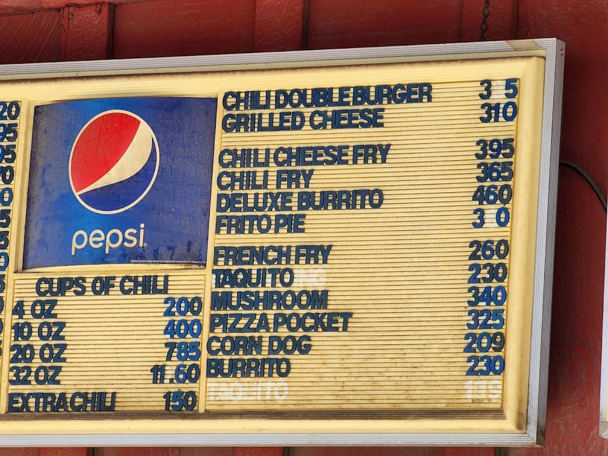 Menu at Chuck Wagon restaurant, Sanger