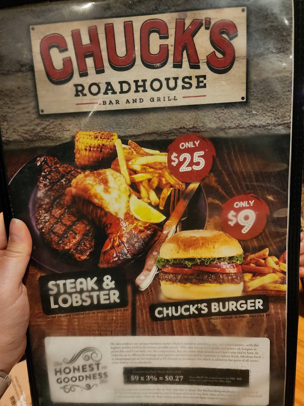 Menu at Chuck's Roadhouse Bar & Grill, Niagara Falls