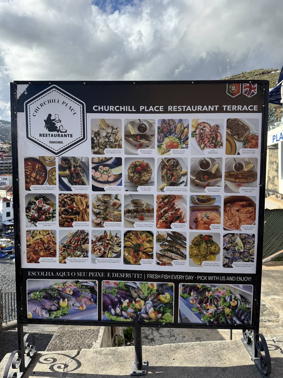 Menu at Churchill’s place Restaurant, Câmara De Lobos