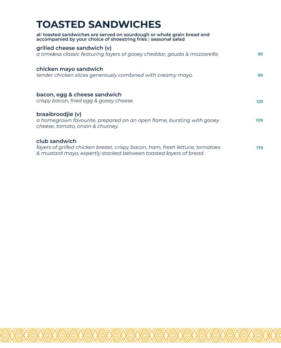 Menu at Cielo Restaurant, Benoni