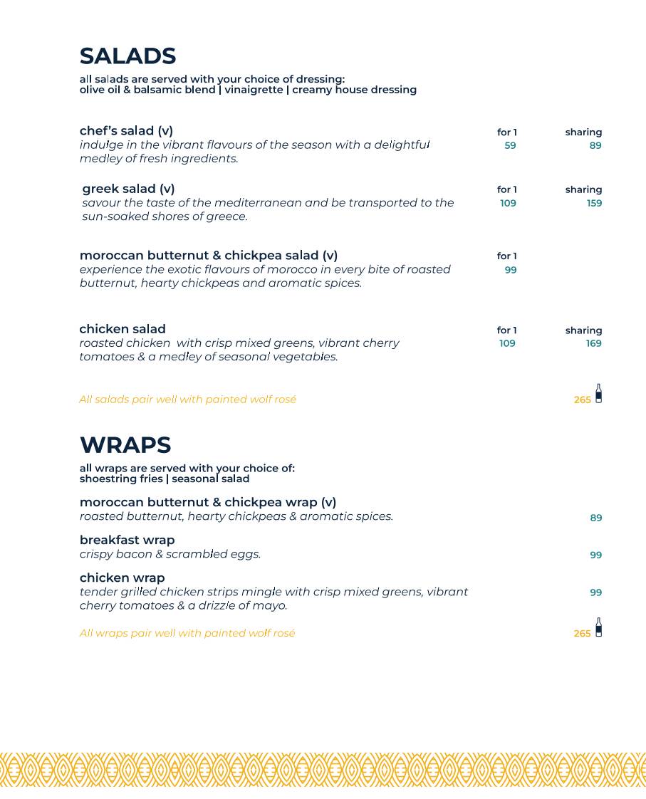 Menu at Cielo Restaurant, Benoni