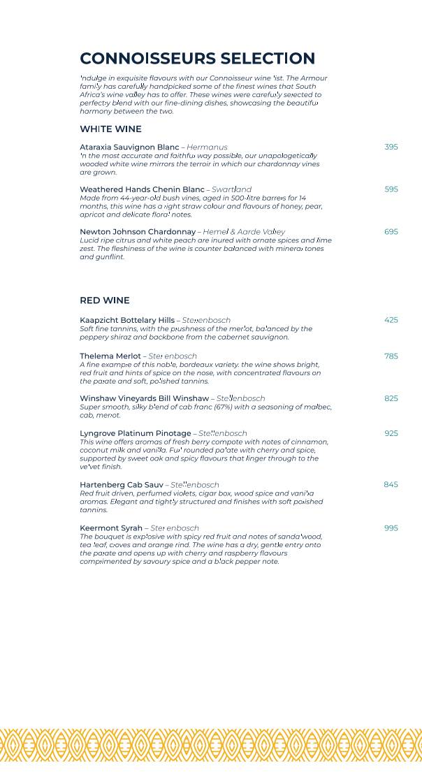 Menu at Cielo Restaurant, Benoni
