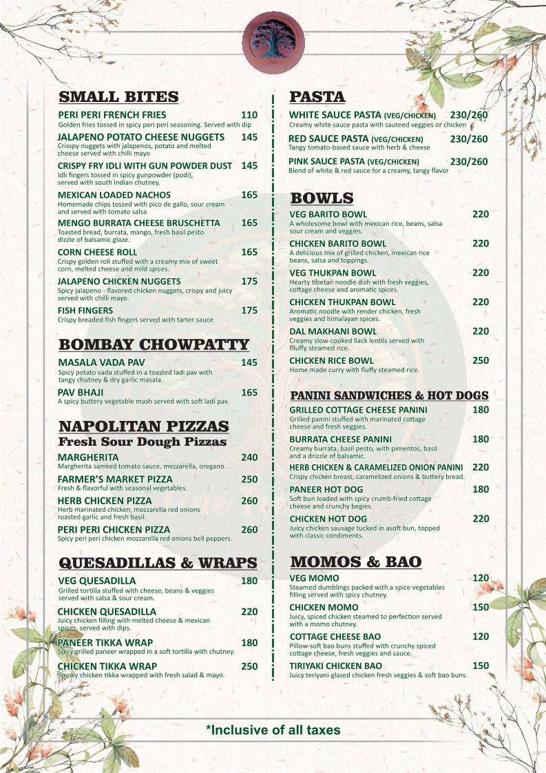 Menu at Cine Tree Cafe Best Coffee shop near Connaught place, New Delhi