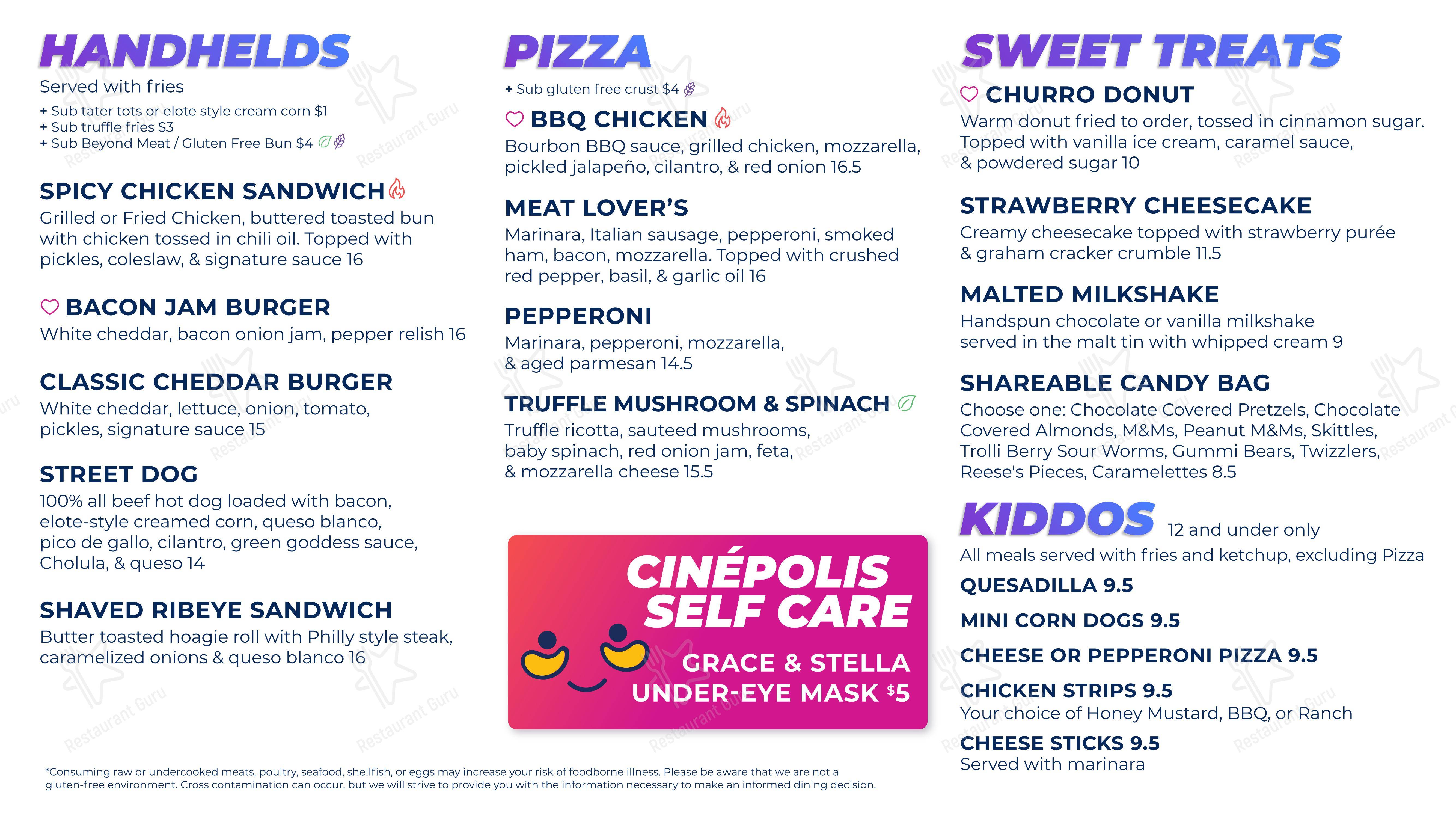 Menu at Cinépolis Luxury Cinemas, Hackettstown