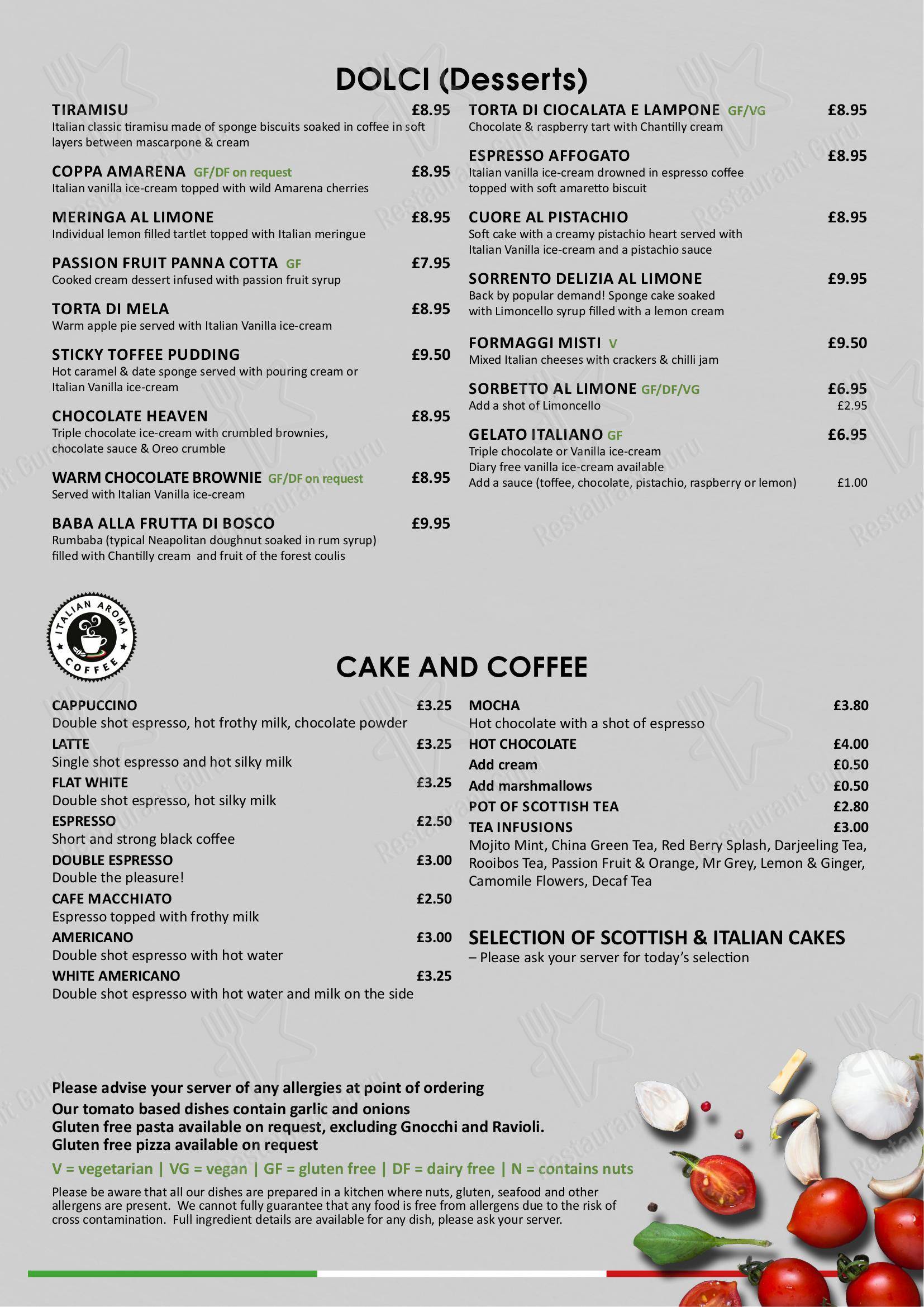 Menu at Ciro’s at Glenbervie restaurant, Larbert
