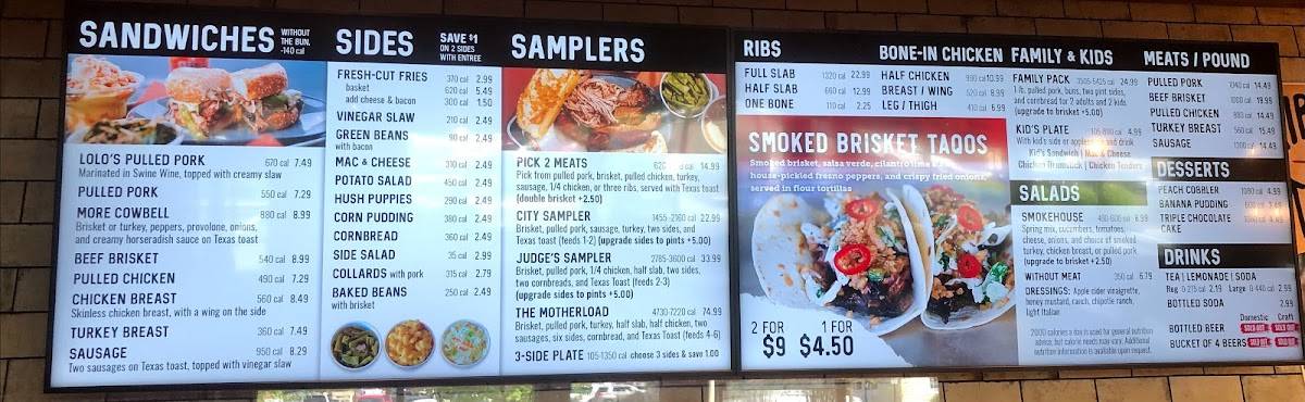 Menu at City Barbeque, Dayton, Miller Ln